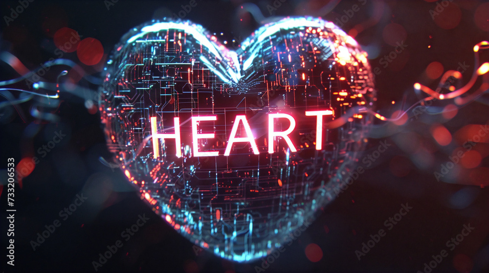 Glowing sign of neon heart, dark illuminated background. Random Acts of ...