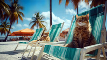 Lounge Chair Beach Cat Free Stock Photo - Public Domain Pictures