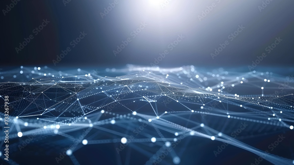 A visual representation of a digital landscape with wave-like network ...