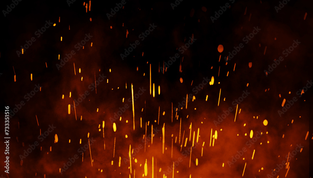 Blurred fire embers sparks on black background . Texture isolated ...