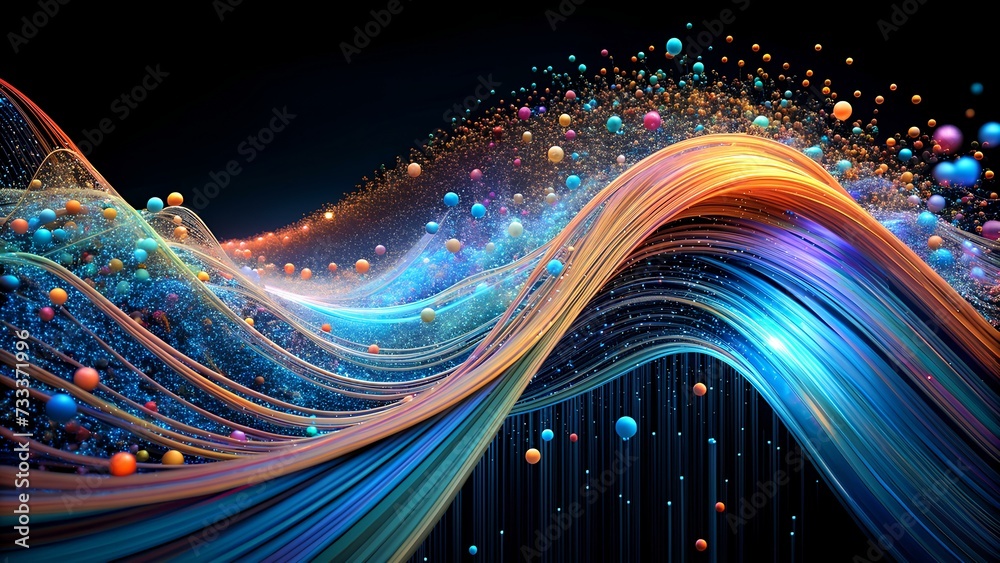 Vibrant Data Stream Illustration: Fluid Representation of Information ...