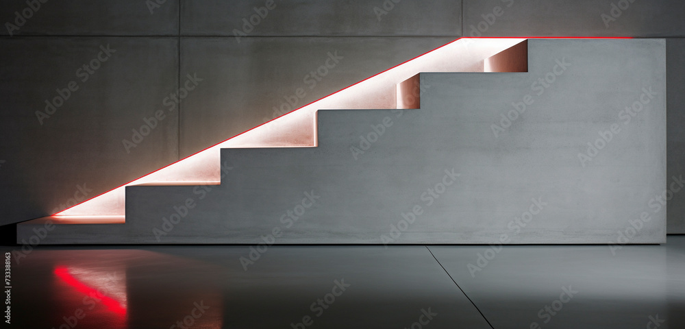 Minimalist concrete stairs with sleek LED strip lighting underneath ...