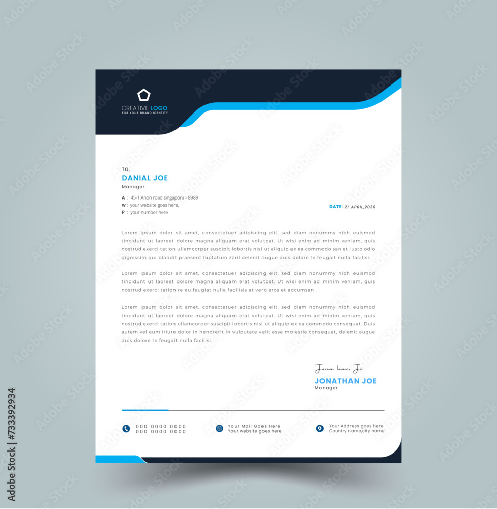 Modern Corporate Letterhead Template, Business style letterhead ...
