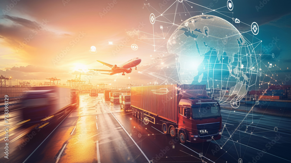 dynamic transportation and logistics concept, showcasing various modes ...