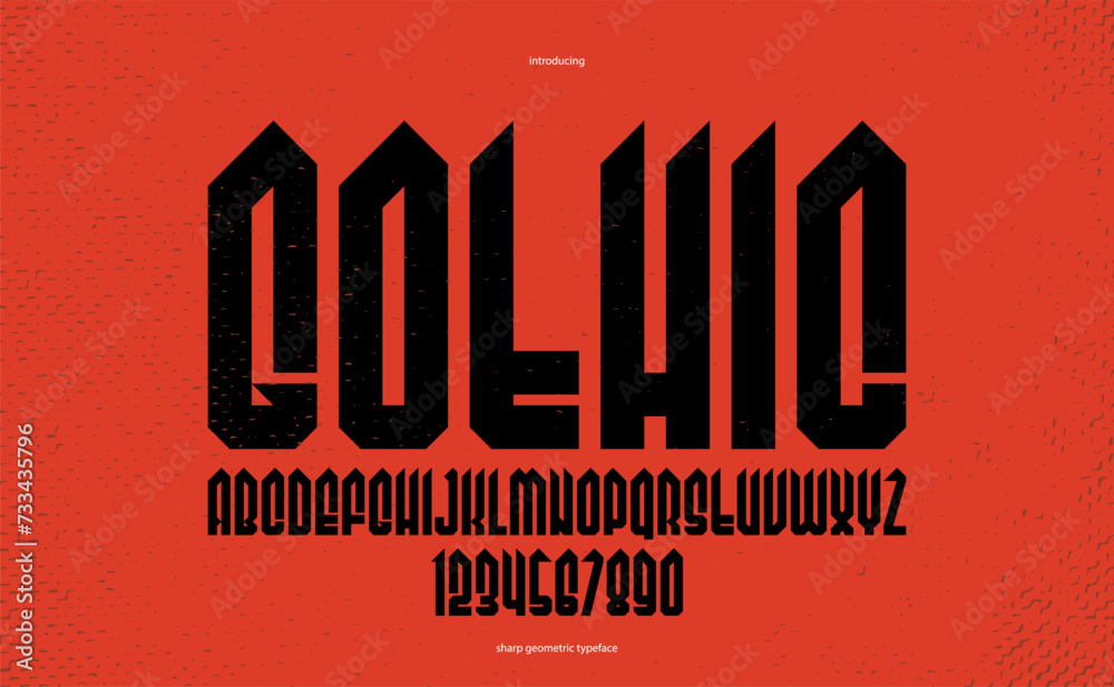 Sharp and bold vector display condensed font for logos, gothic or heavy ...