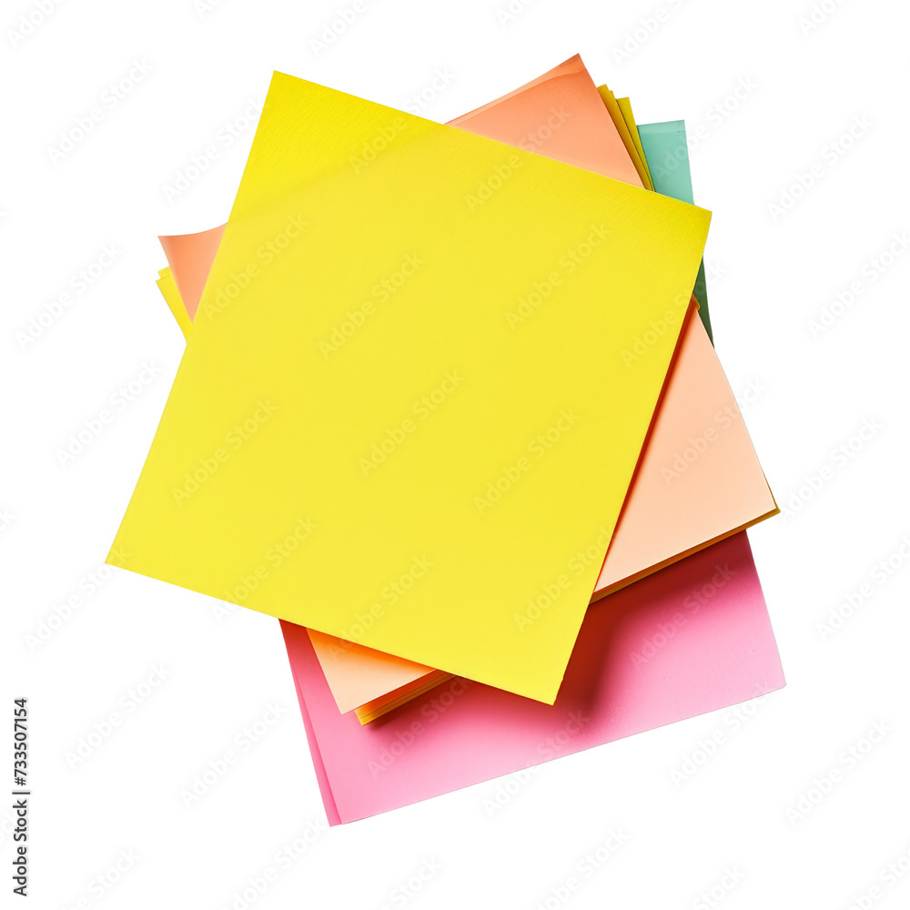 Blank colorful post it paper note isolated on transparent background ...