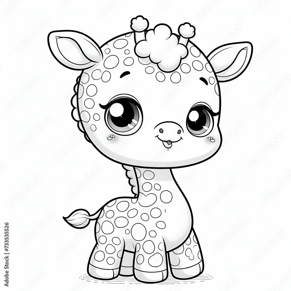 Animals, kids coloring book page, all white, kawaii style, kids ...