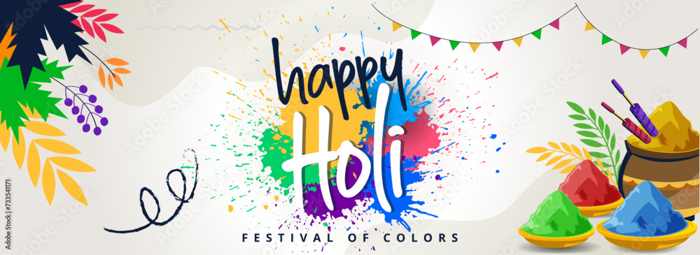 happy holi festival of colors. Web banner design, colorful background ...