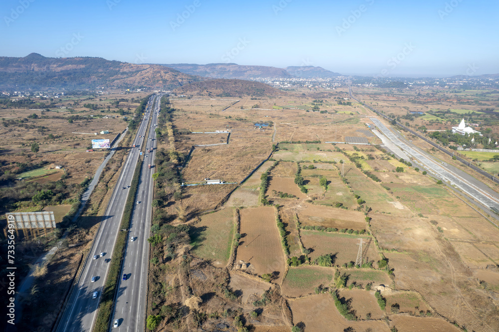 Aerial view of the Mumbai Pune Expressway near Pune India. The ...
