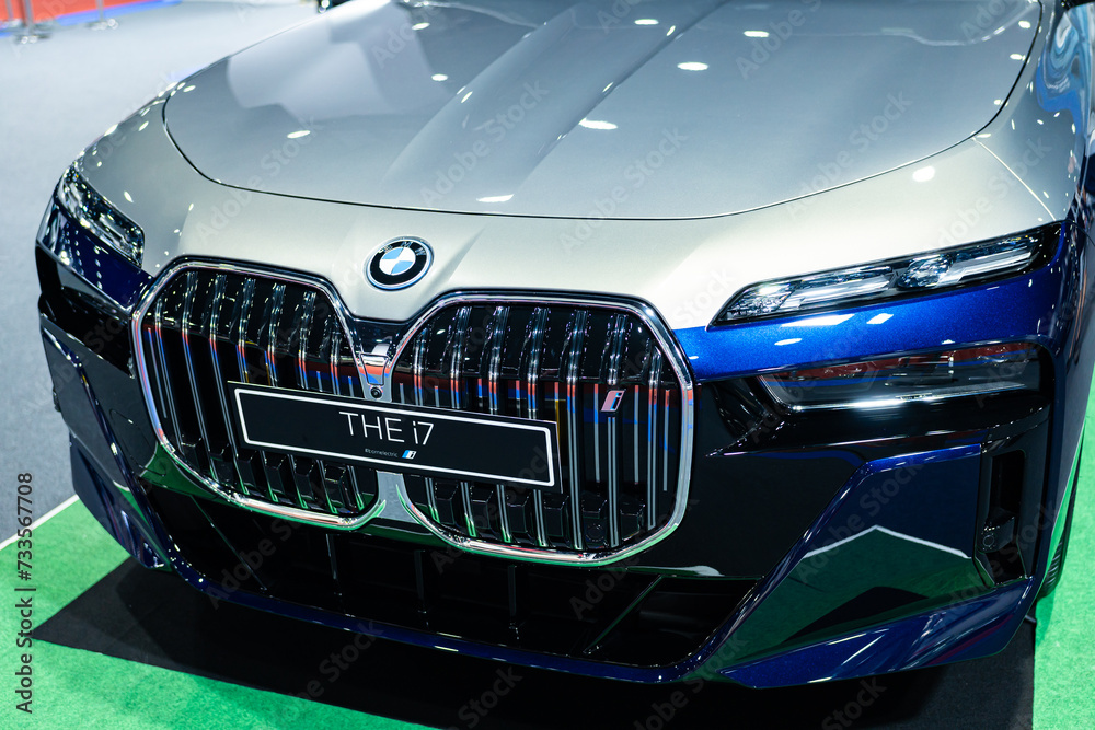 New BMW i7 Electric top variant of the 7 Series. Close up BMW i7 ...