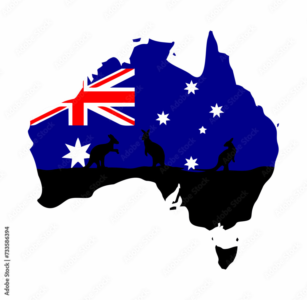 map of australia with australian flag Stock Vector | Adobe Stock