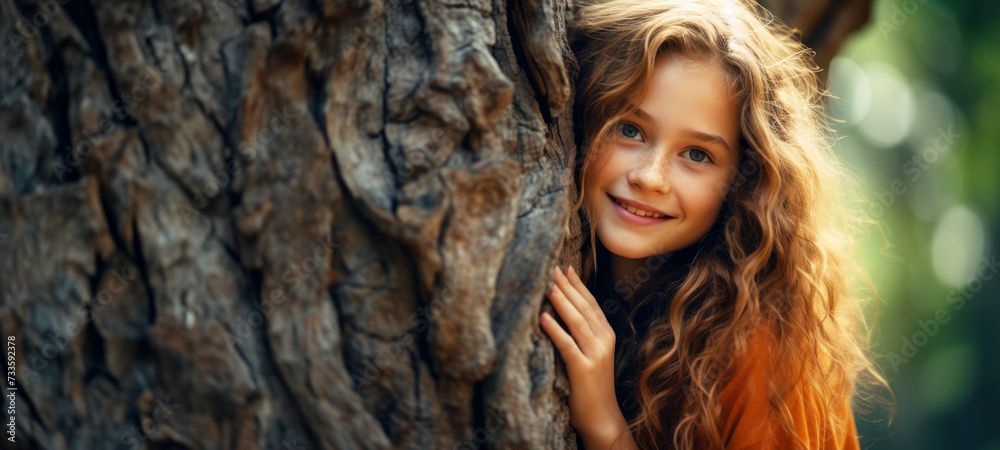 Net zero and carbon neutral concept. Child hugging a tree in the ...