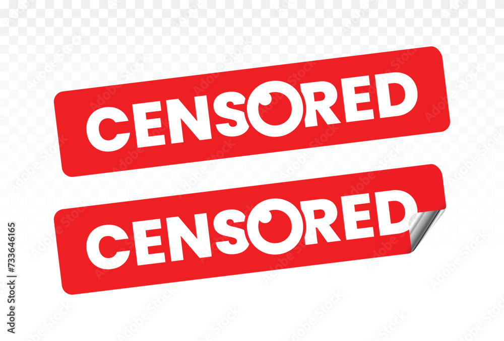 Censored square red circle vector illustration flat style with eye icon ...