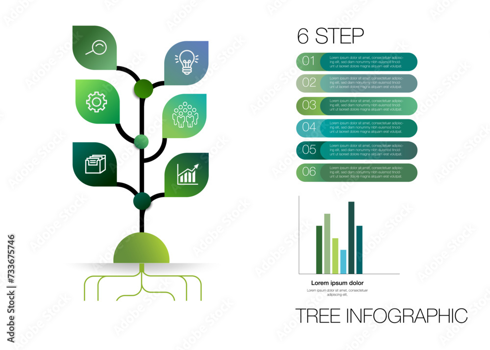 tree shape step option mind map infographic connection and chart table ...