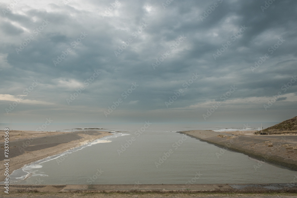 Section of Ductch coastline where the old rhine river enters the north ...