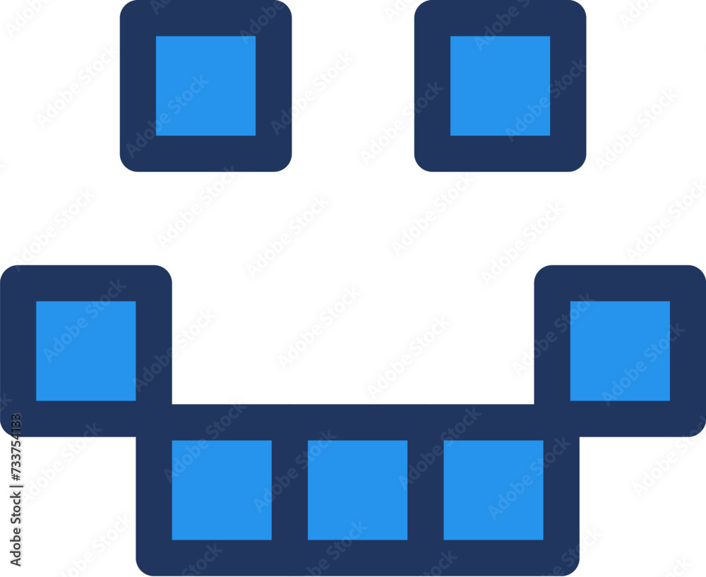 Smiling pixelated robot face. Chat bot avatar, abstract techno element ...