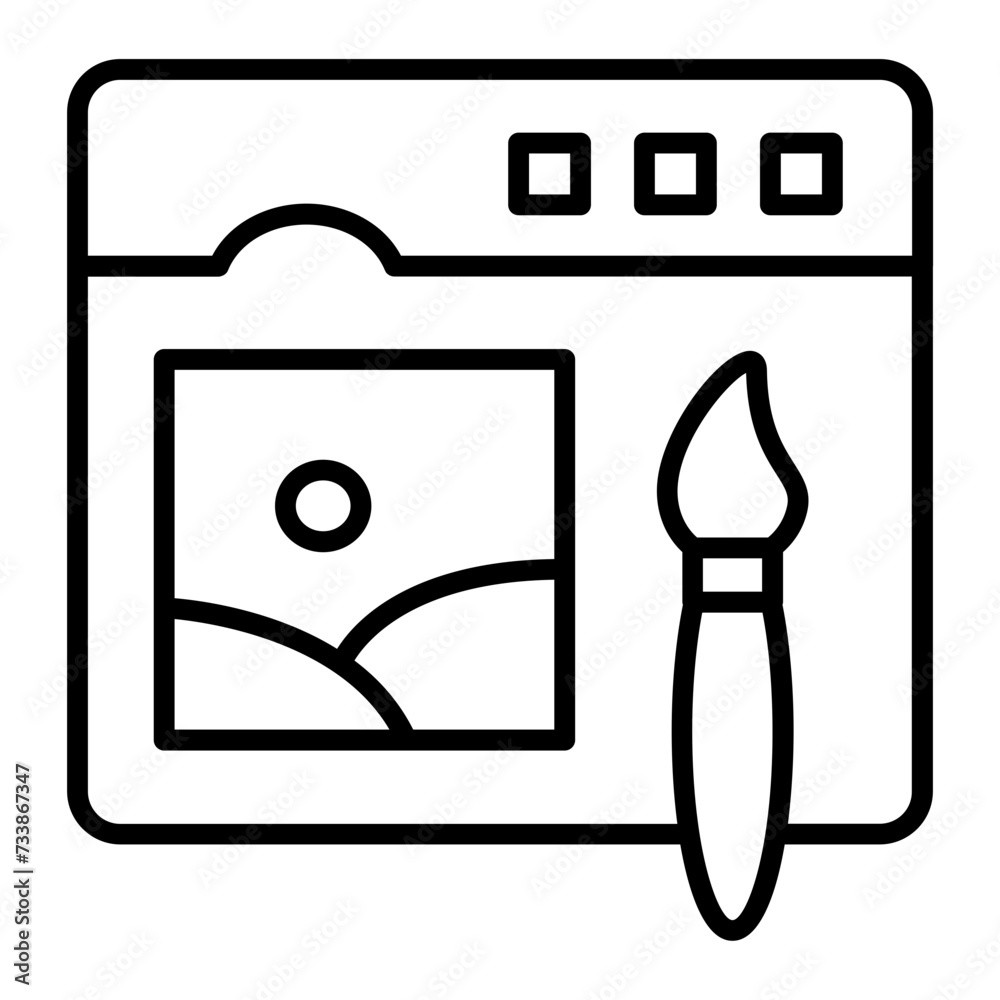 Digital artwork program vector outline design, Web design and Development symbol, user interface ...