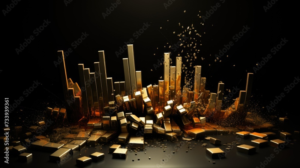 Photo Stock Stock Market Collapse Concept with Silver and Gold Bars ...