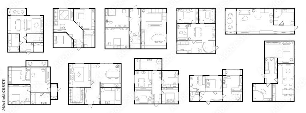 Interior design and planning of apartment, house or studio. Vector flat ...