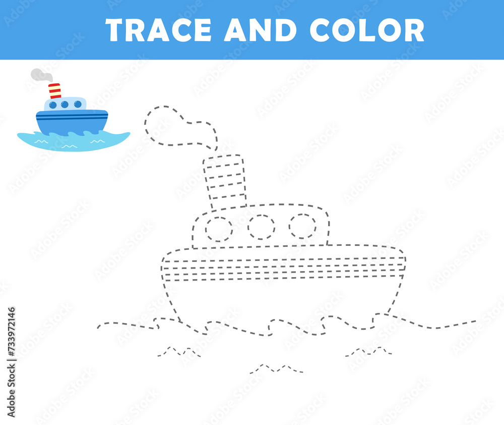 Trace and color for children. Handwriting practice. Coloring page for ...