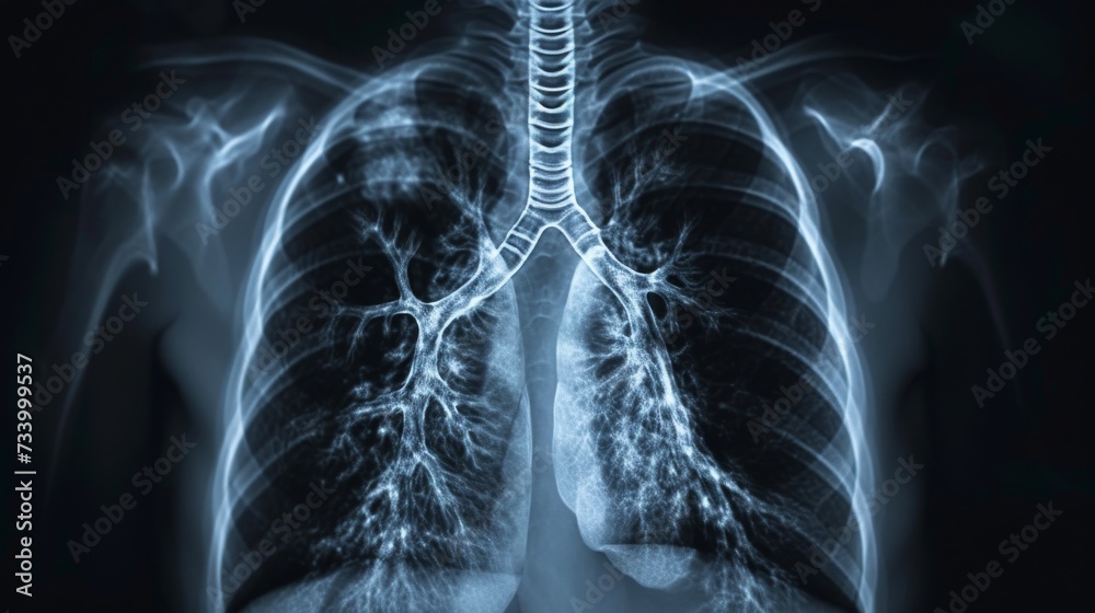 Normal chest X-ray showing lungs and pulmonary vessels Stock ...