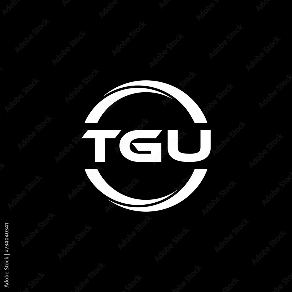 TGU letter logo design with black background in illustrator, cube logo, vector logo, modern ...