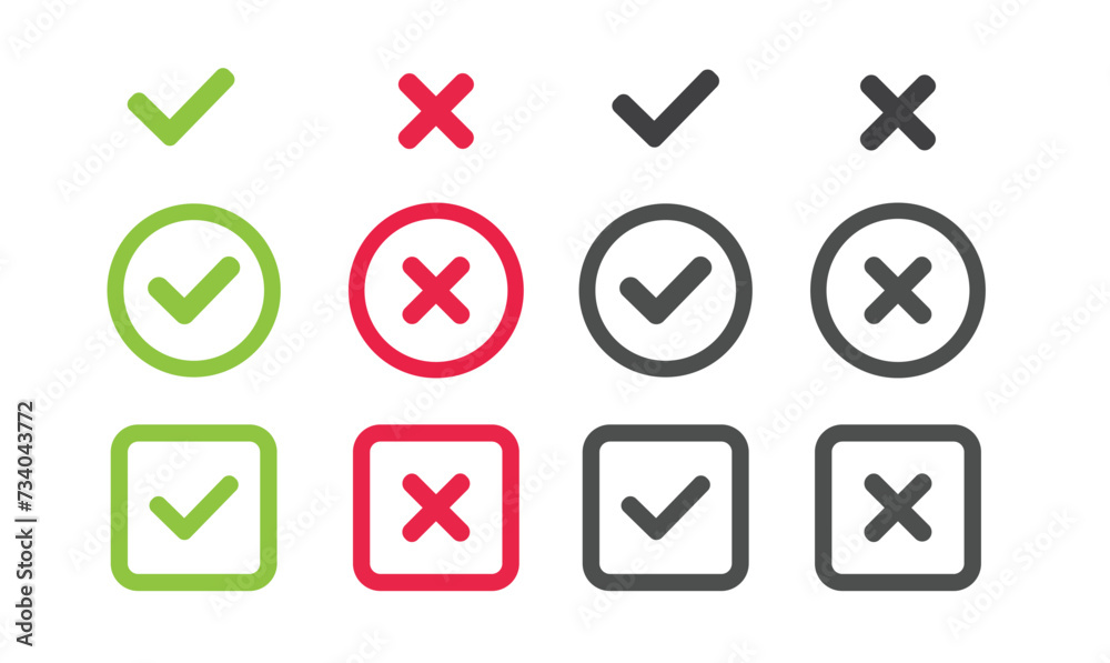 Стоковое векторное изображение «Check and wrong icons set of check ...