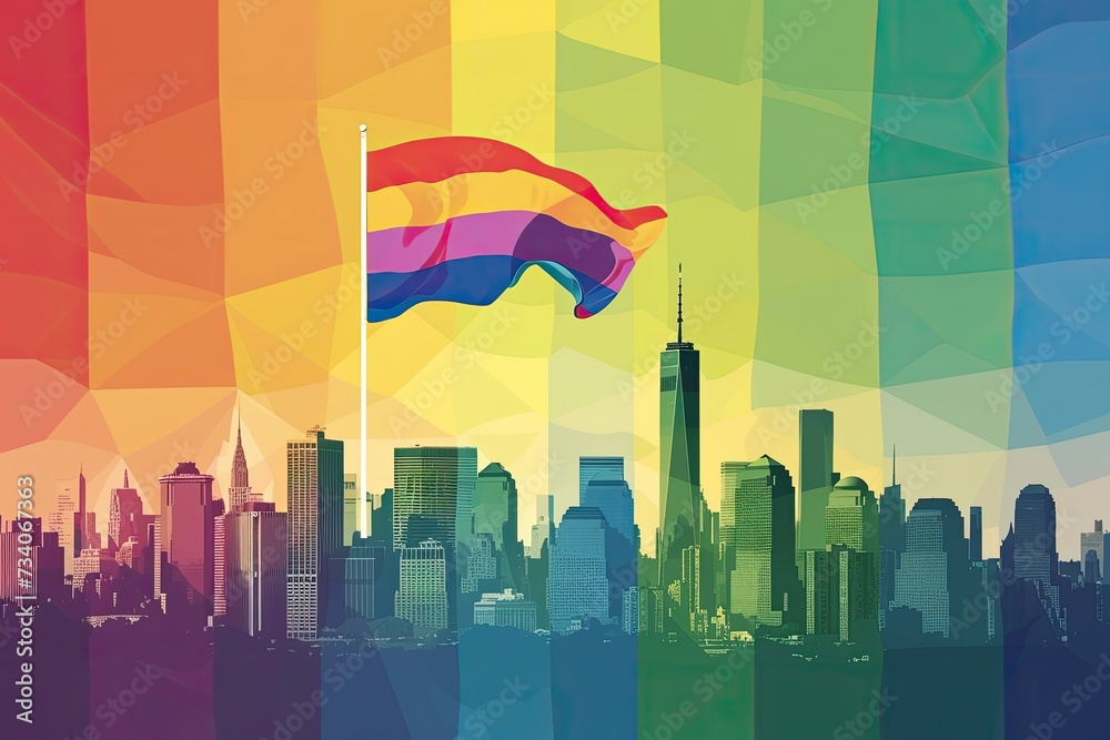 Vibrant urban scene reflecting diversity and inclusivity. Celebrating ...