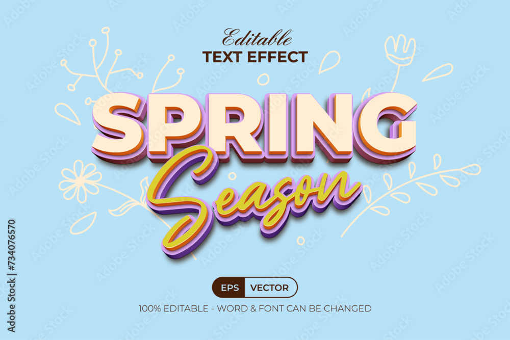 Spring Season Text Effect 3D Style Template. Editable Text Effect ...
