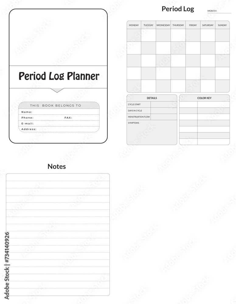 Editable Period Log Planner Planner Kdp Interior printable template ...