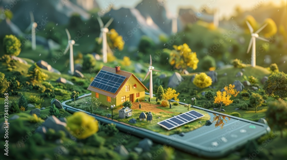 An educational renewable energy app interface, designed to teach users ...