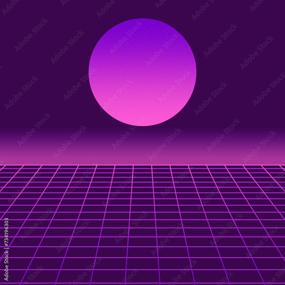 Synthwave Background. Vaporwave. Dark Retro Futuristic backdrop with pink and purple perspective ...