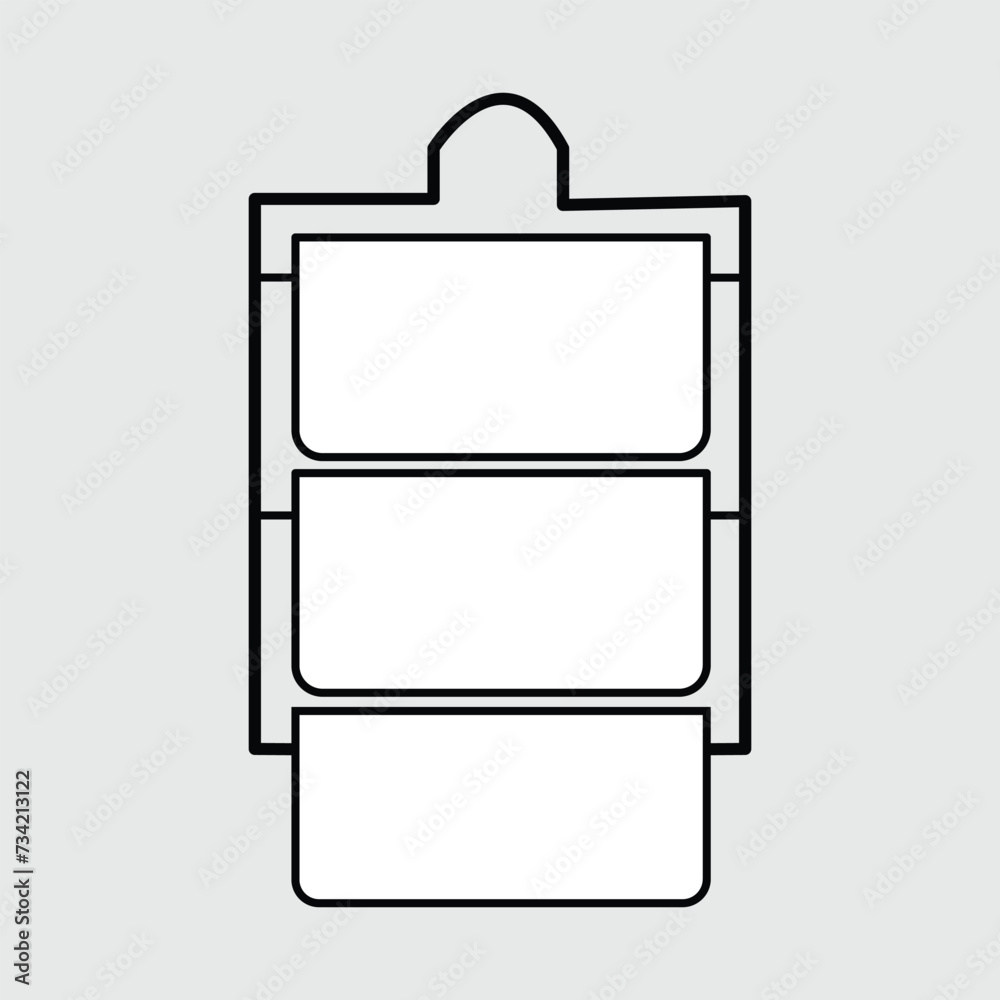 Metal tiffin box outline icon. Clipart image isolated on white ...