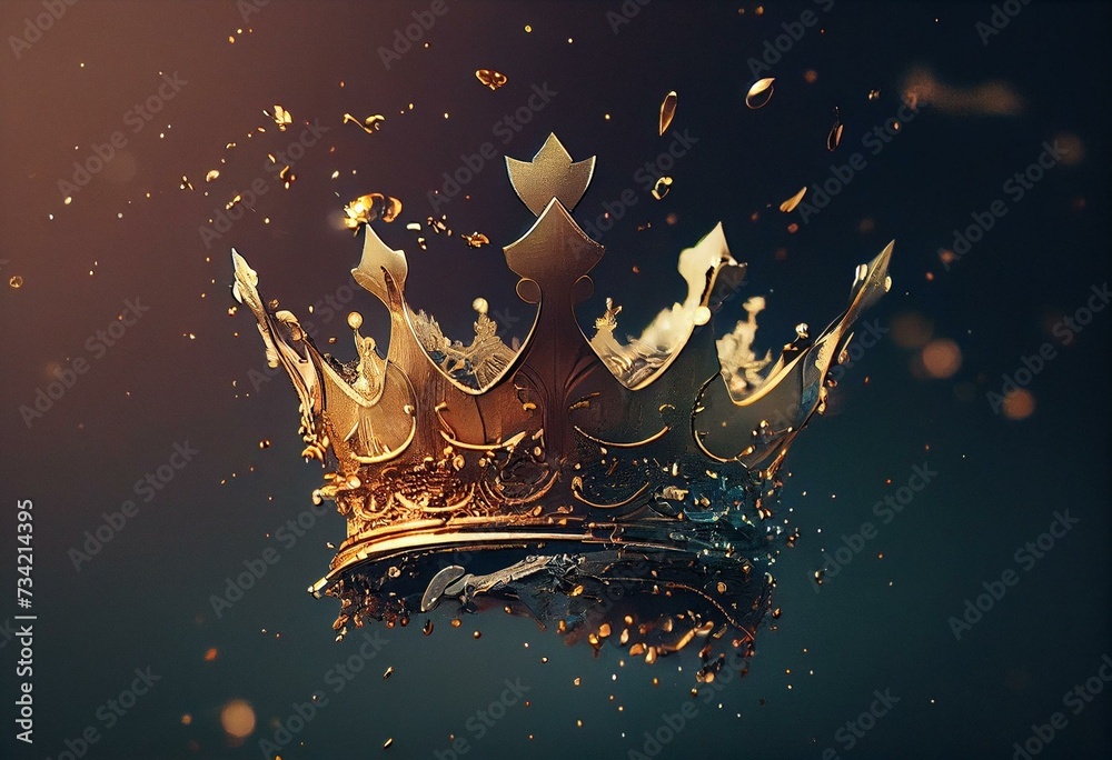 Golden king or queen's crown hovering or levitating in the air ...