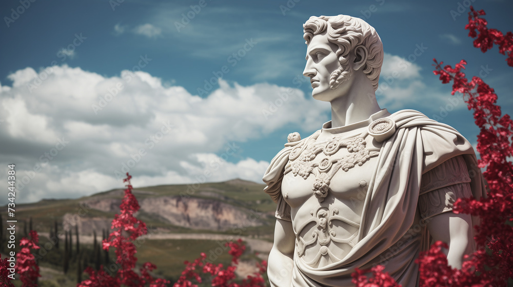 Julius Caesar statue in ancient Rome, stoned statue on a roman ...