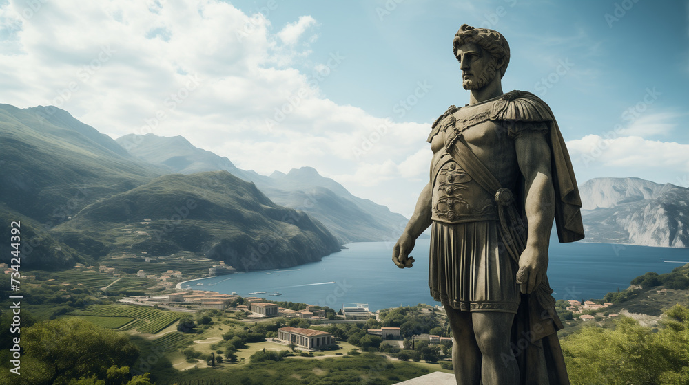 Julius Caesar statue in ancient Rome, stoned statue on a roman ...