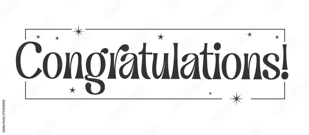 congratulations message with stars inside a thin frame. Elegant ...
