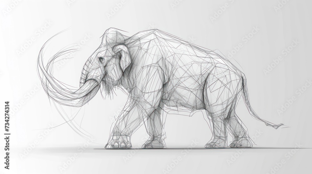 Hand pencil sketch drawing of mammoth the ancient prehistoric animal ...