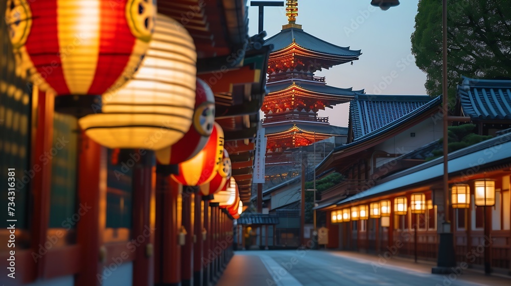 Generative AI : Sensoji Temple in morning, symbolized by large red ...