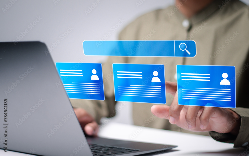HR, Human resource management concept. Screening employee information ...