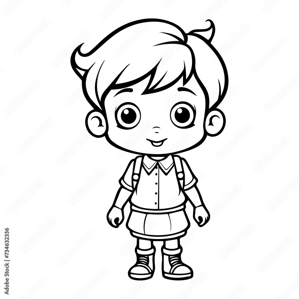Coloring pages for kids featuring cartoon characters - black and white ...