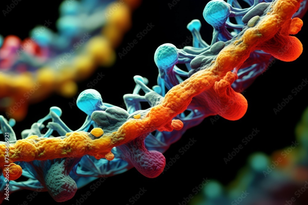 A colorful 3D illustration of a DNA double helix, highlighting the ...