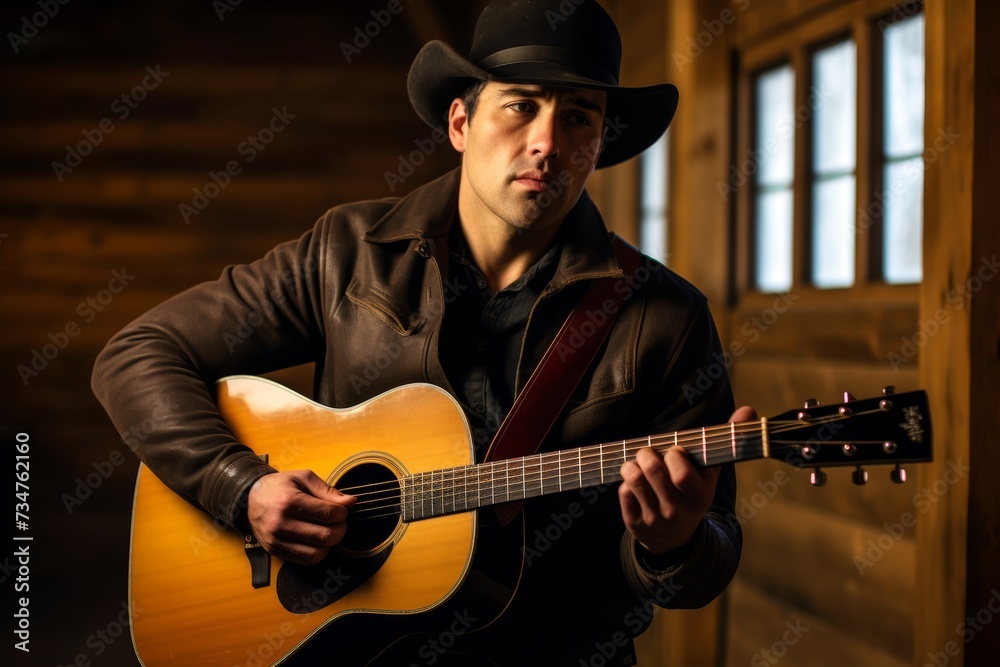 36-year-old male Canadian country singer with a guitar, performing at a ...