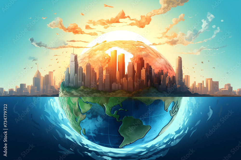 Climate change crisis concept. Global warming illustration. Earth globe ...