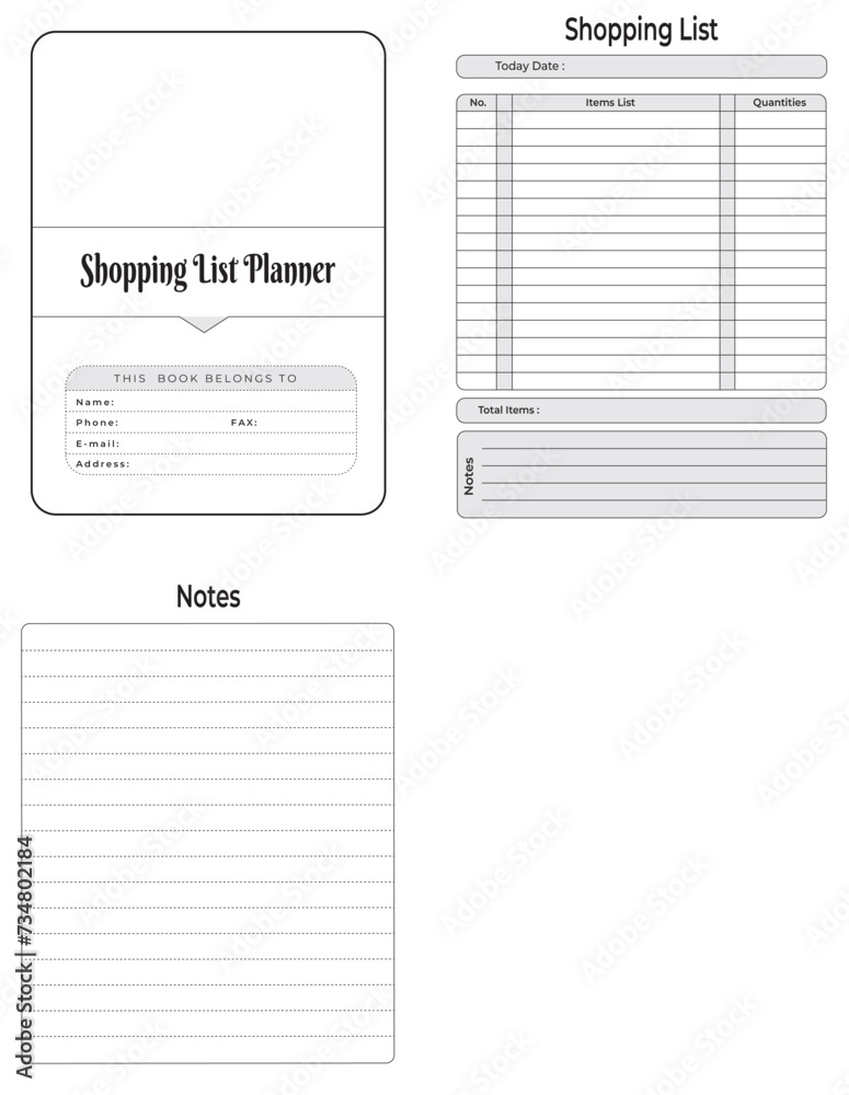 Editable Shopping List Planner Kdp Interior printable template Design ...