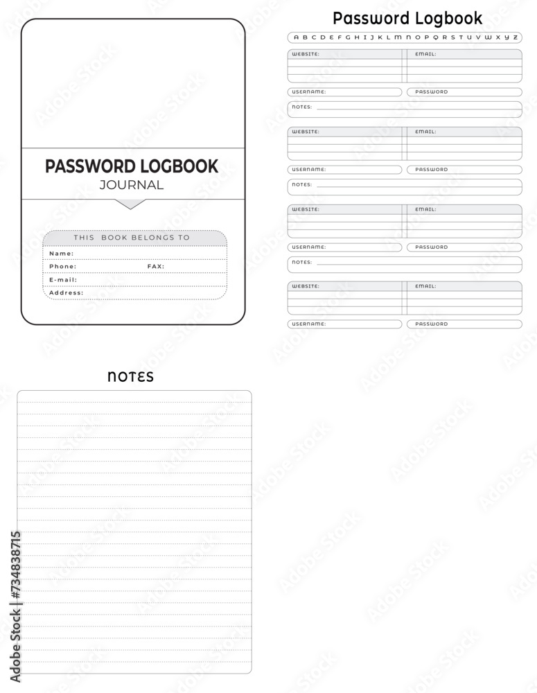 Editable Password Logbook Planner Kdp Interior printable template ...