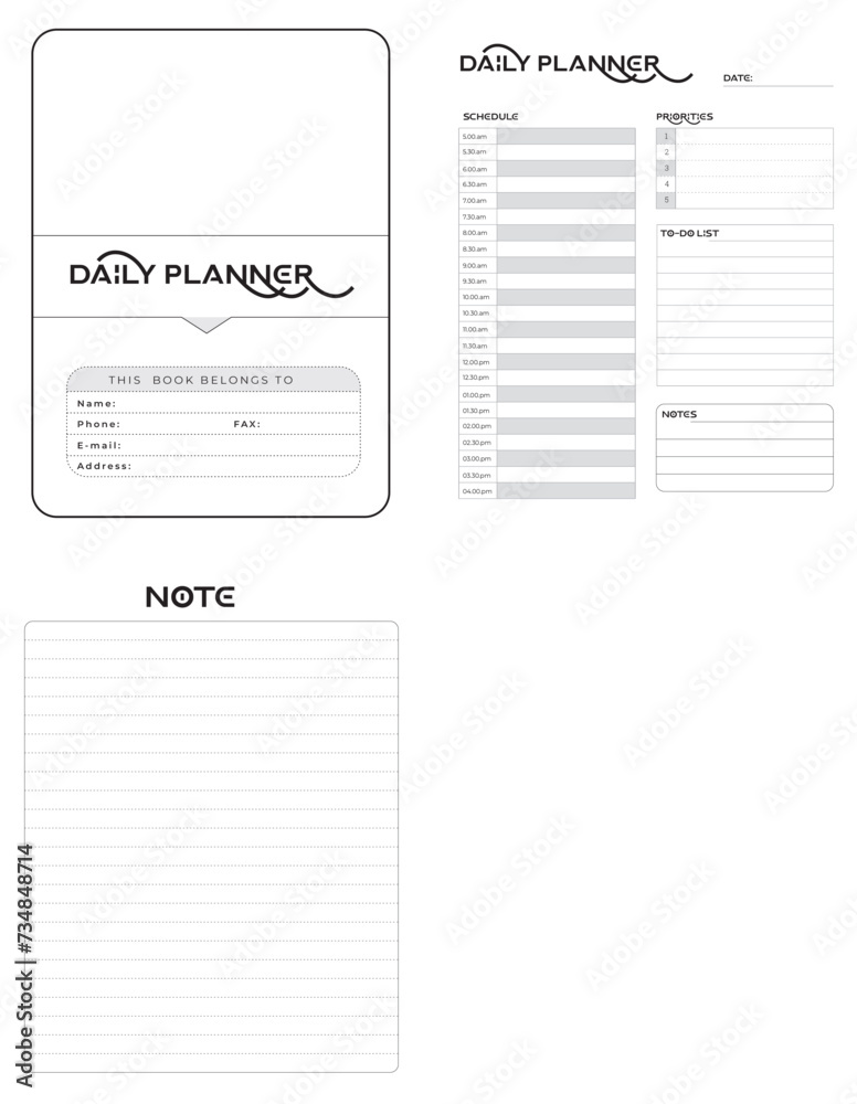 Vector de Stock Editable Daily Planner Kdp Interior printable template ...