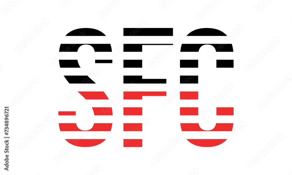 SFC three initial letter iconic line negative space minimal logo design ...