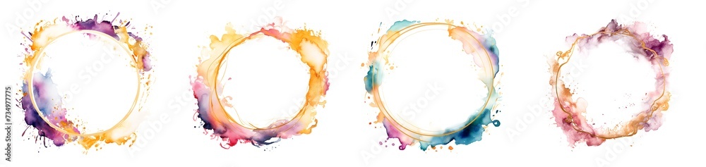 Set of Abstract watercolor frame on transparent background Modern art ...