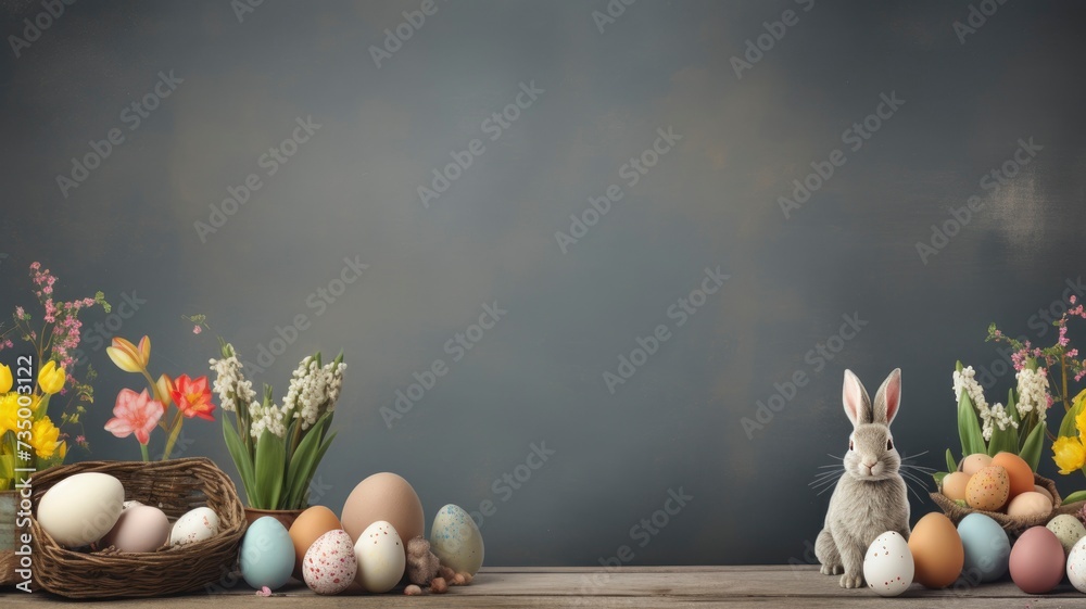 frohe ostern hintergrund panorama banner gruÃŸkarte - osterei mit ...